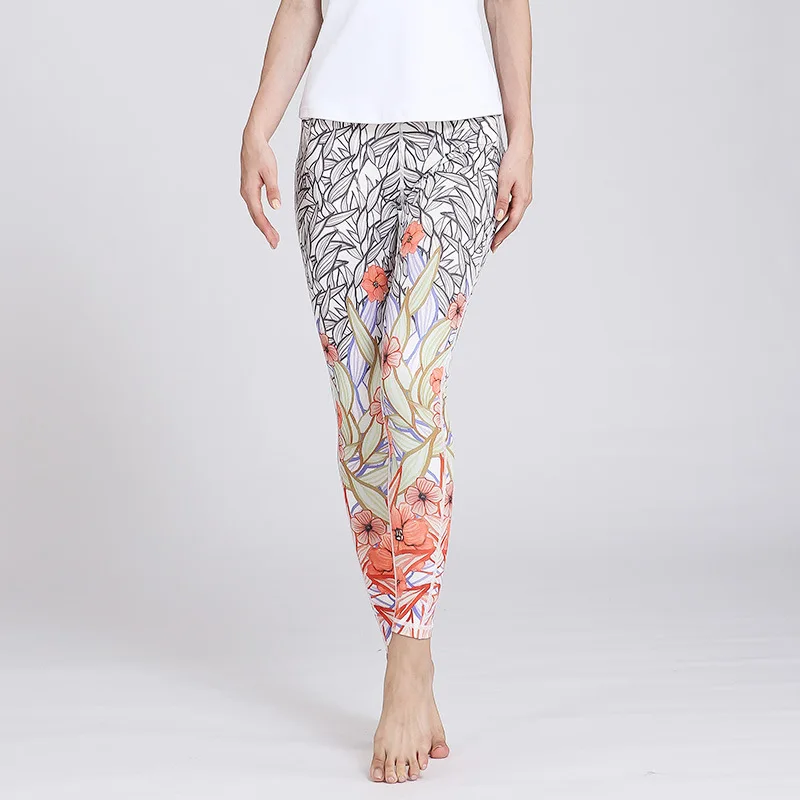Nuevo de las mujeres impreso floral Leggings secado rápido elástico ...
