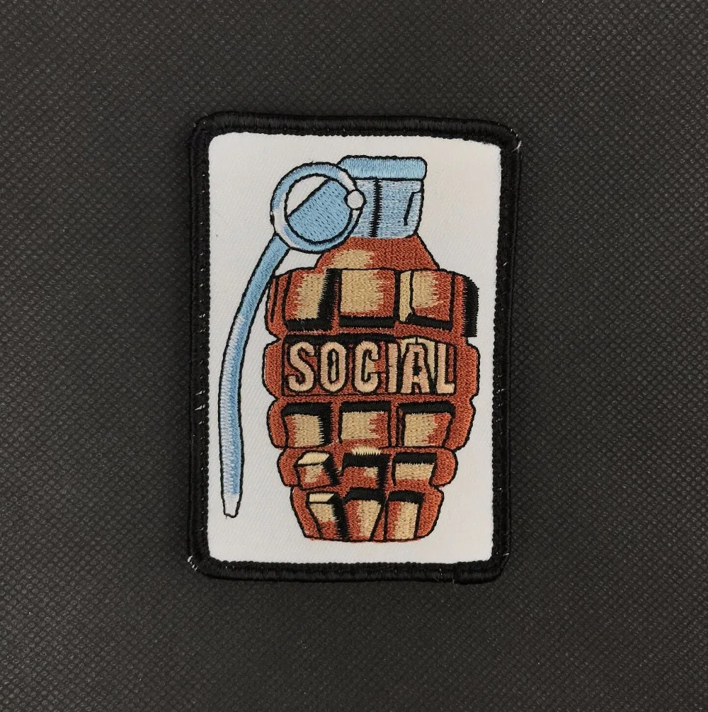 Embroidery Social Patch Grenade Tactical Patches Hook Combat Badge Military Brassard Army
