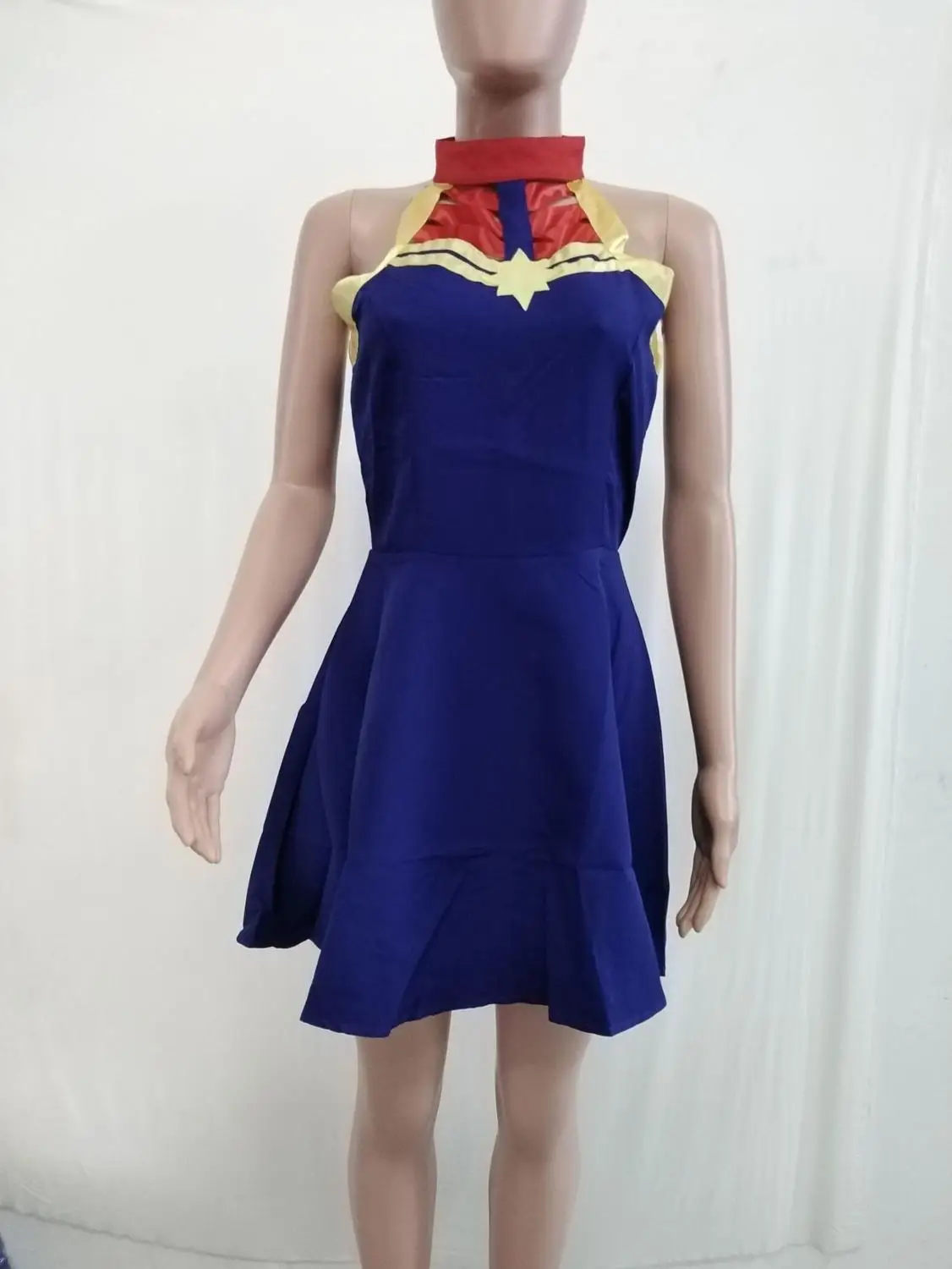Cosplay Superhero Captain Marvel Dress Sexy Fashion Summer Casual Dress ...