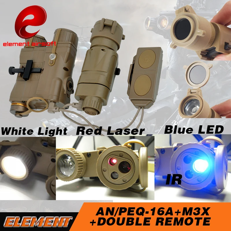 要素エアガン戦術ライトan/peq 16a赤色レーザーでm3x長いバージョンirダブルリモートccontrol irレーザーpeq 16a ...