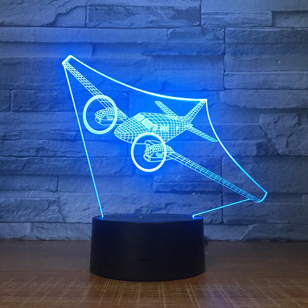 Air Plane Model 3D Night Light Touch/Remote Control LED Stereo Acrylic ...