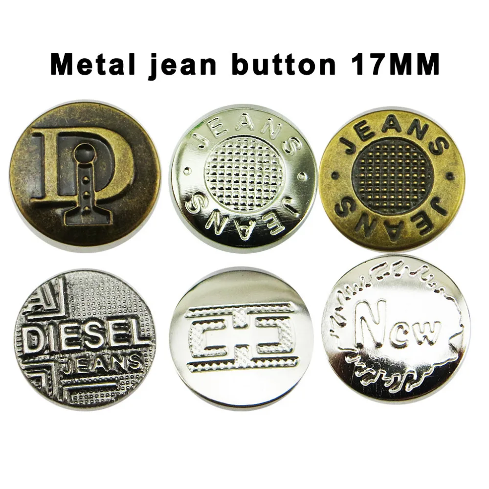 50PCS 17MM LETTER silver metal jeans button sewing clothes accessories ...