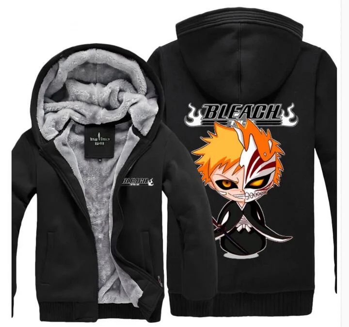 표백제 Ichigo Kurosaki Bankai 마스크 코스프레 의상 thicken winter fleece jacket ...
