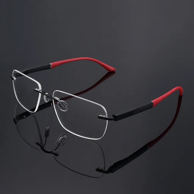 Rimless Prescription Eyewear Men Progressive Multifocal Photochromic Anti Blue Clear Lens