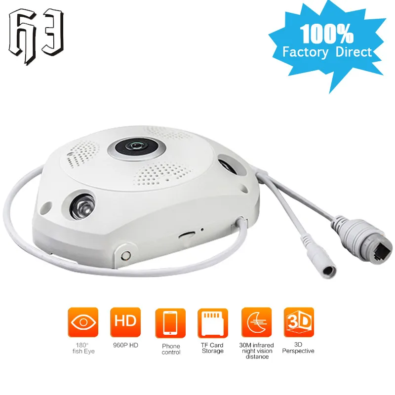 1.3MP 360 Degree VR Panorama Camera CCTV HD 960P Wireless POE WIFI IP ...
