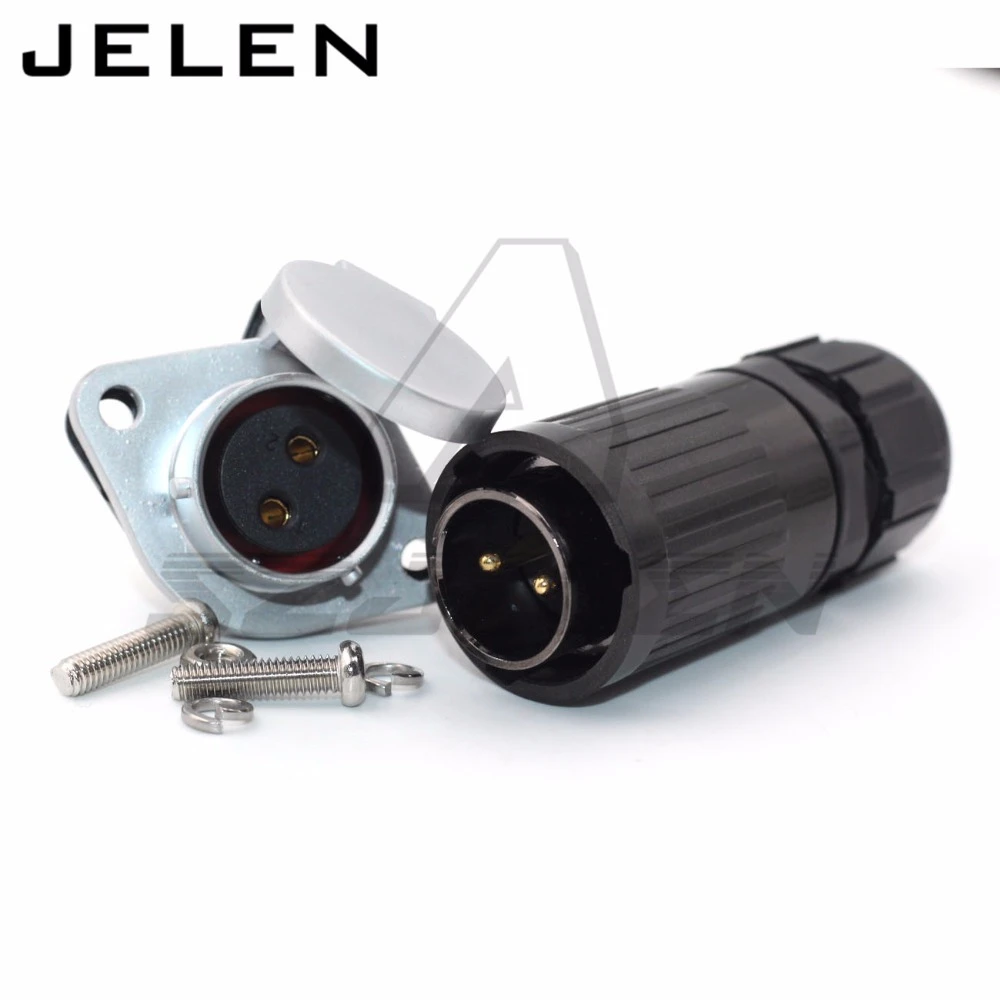 He20, 2 Pin Waterproof Panel Mount Connector Male Female, Electrical ...