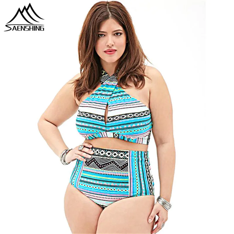 Buy 4xl Plus Size Swimwear High Waist Swimsuit High