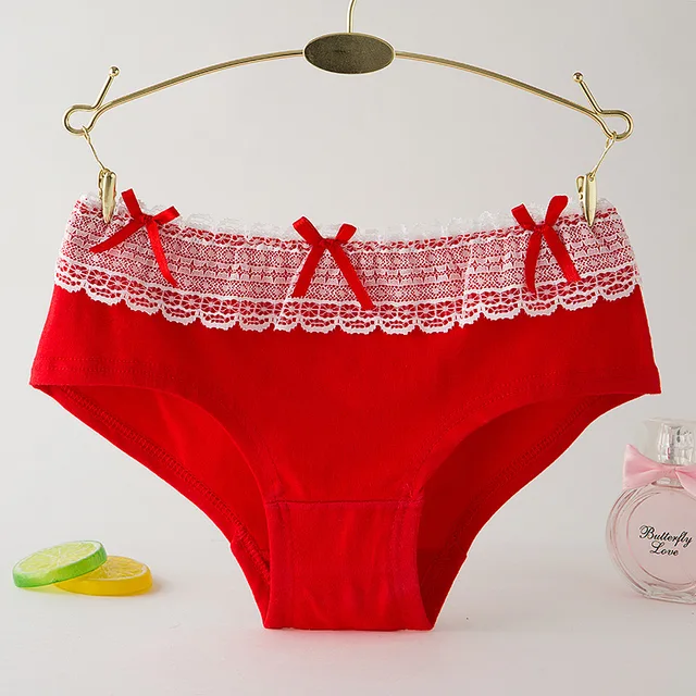 Twtzq Hot Sale Cotton Cute Bow Underwear Women Soft Solid Lingerie Pink