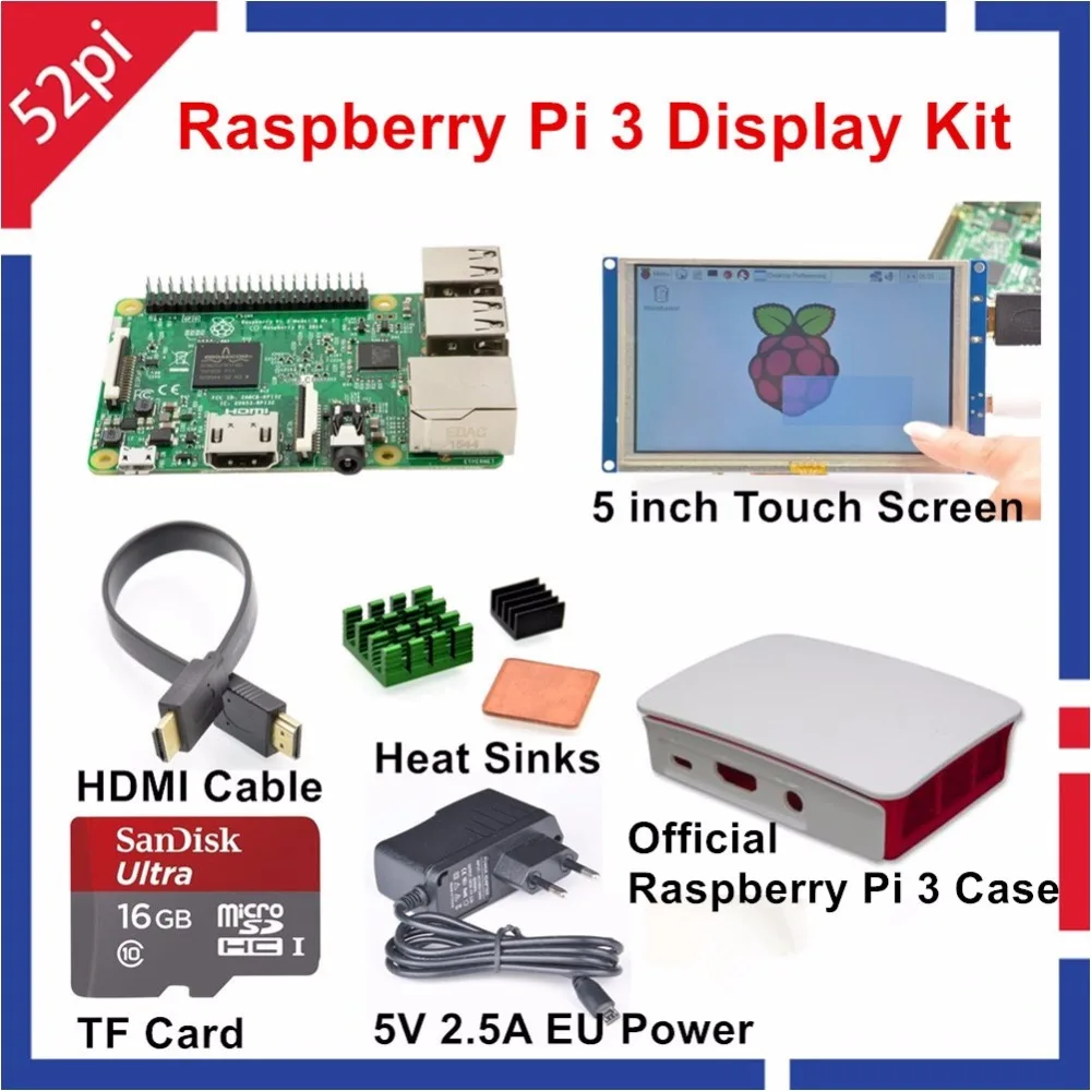 Raspberry Pi 3 Display Kit with 5 inch HDMI LCD Touch Screen+Official ...