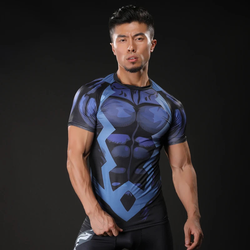 Muscle Superhero Compression Cosplay Costume Slim Short Sleeve Fitness ...