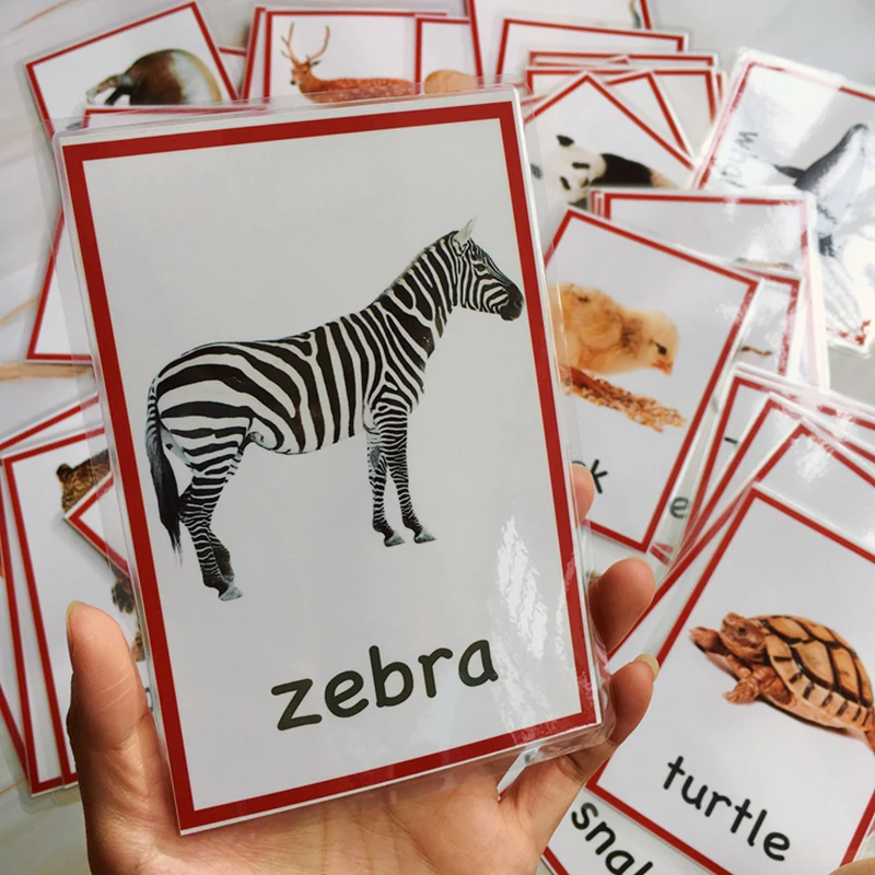 72PCS/set Wildlife/Sea Animals/Farm Animals Learning English Flash Card ...