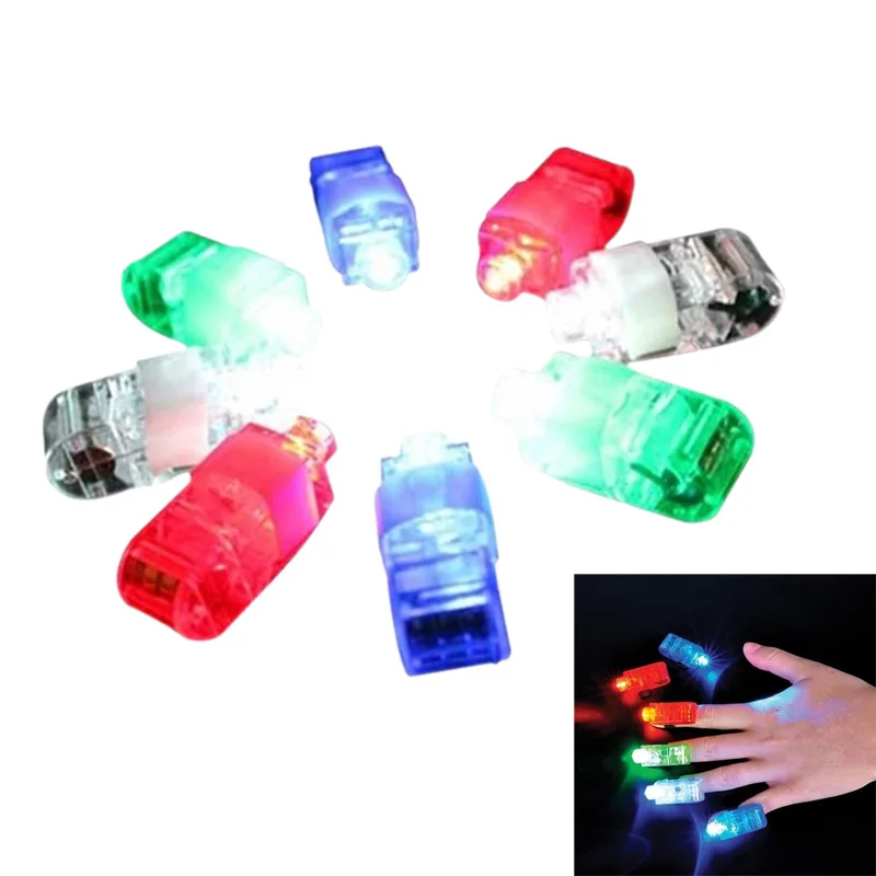 8 Color LED Laser Finger Ring Lights Beam Torch Party Cool Toy Kids ...