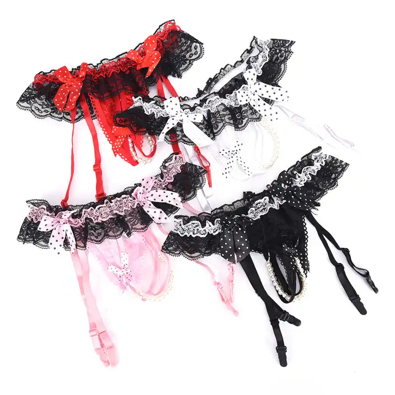 Women Crotchless Sexy Garter Belt For Stocking Black Lace Suspender
