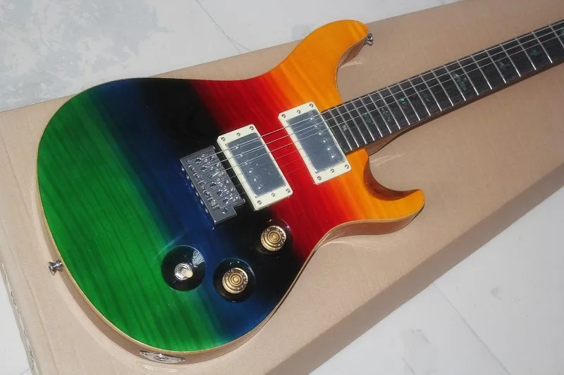 Hot Sale PRS Tiger stripes maple cover Transparent Rainbow ...