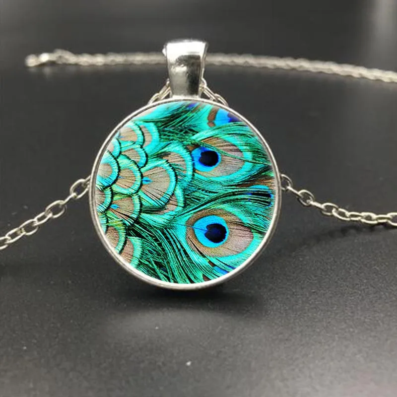 7 Style Glass Peacock Pendant Chain Peacock Necklaces Jewelry Purple ...