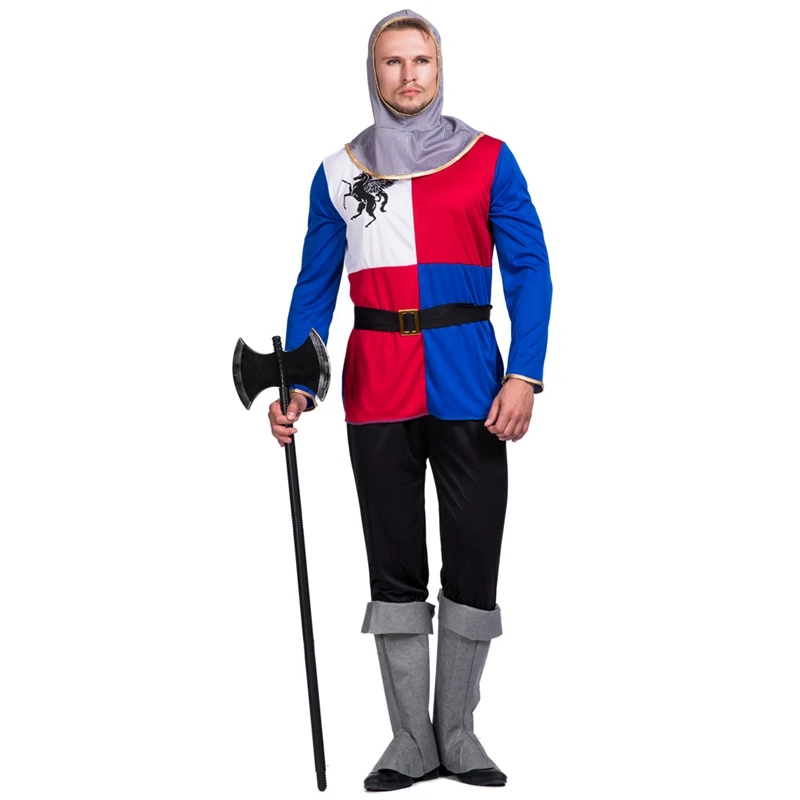Mens Middeleeuwse Ridder Kostuum Crusader Warrior Volwassen Fancy Dress ...