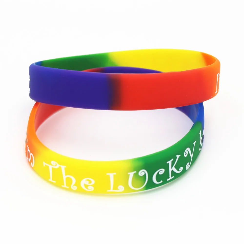 Wholesale Rainbow Pride Lucky Bracelet Silicone Wristbands (50 Pieces ...