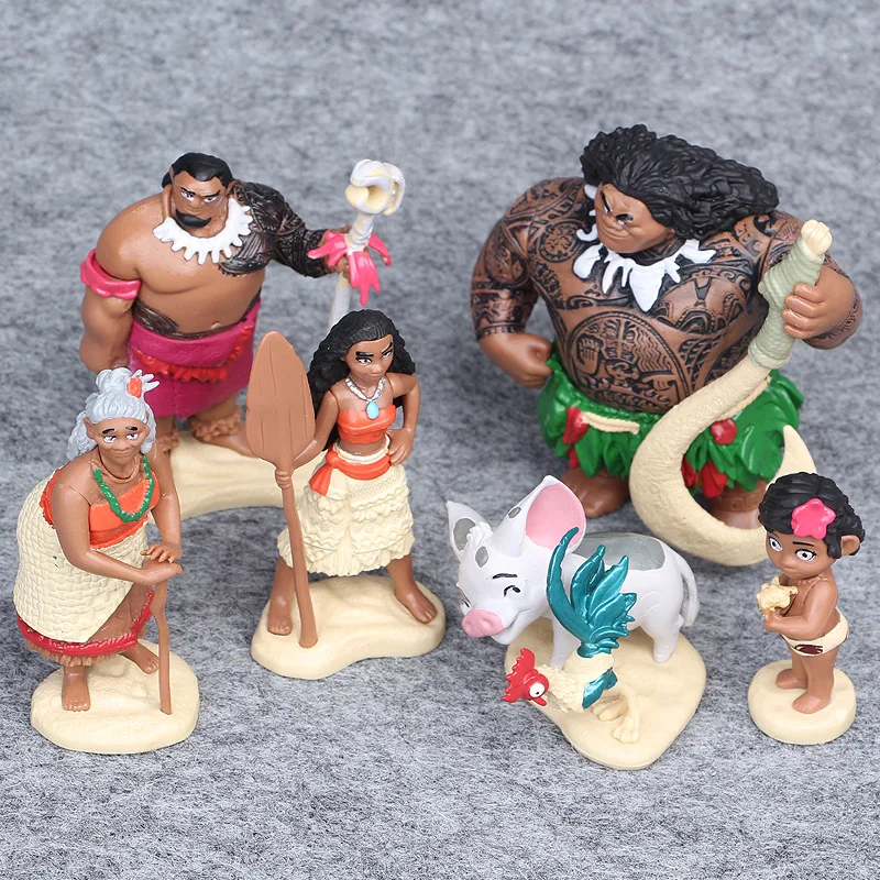 6 Pcs/Set Action Figures Moana Waialiki Maui Heihei Moana Maui Hanhan ...