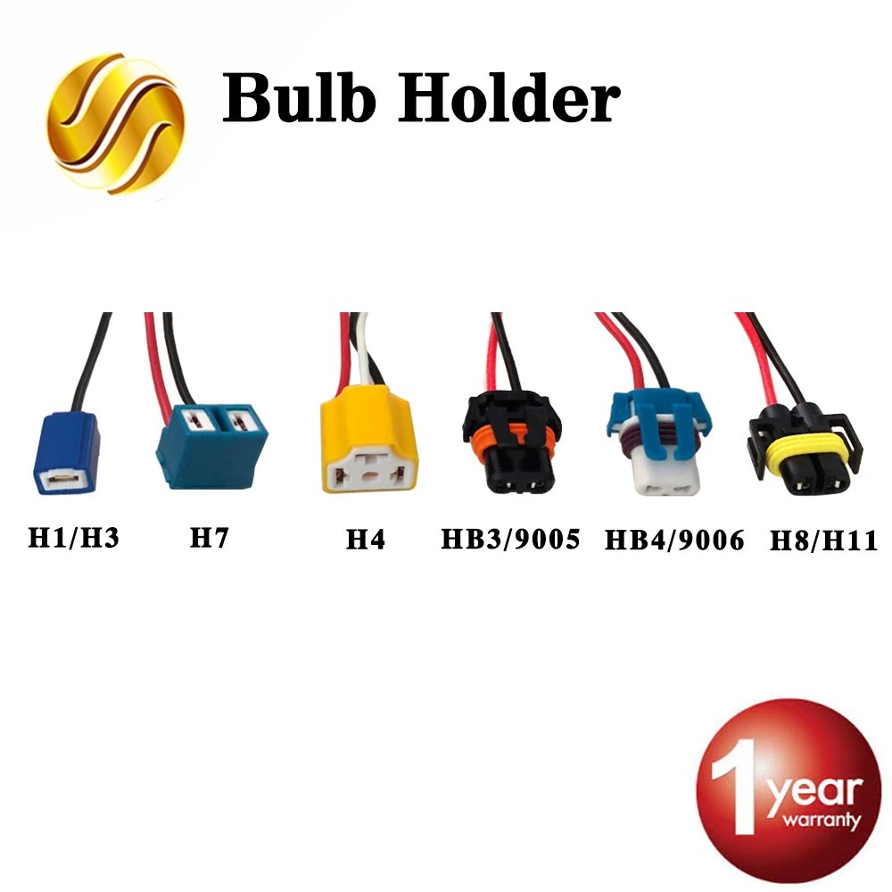 Hippcron Bulb Connector for H1 H3 H4 H7 HB3 9005 HB4 9006 H8 H11 Female ...