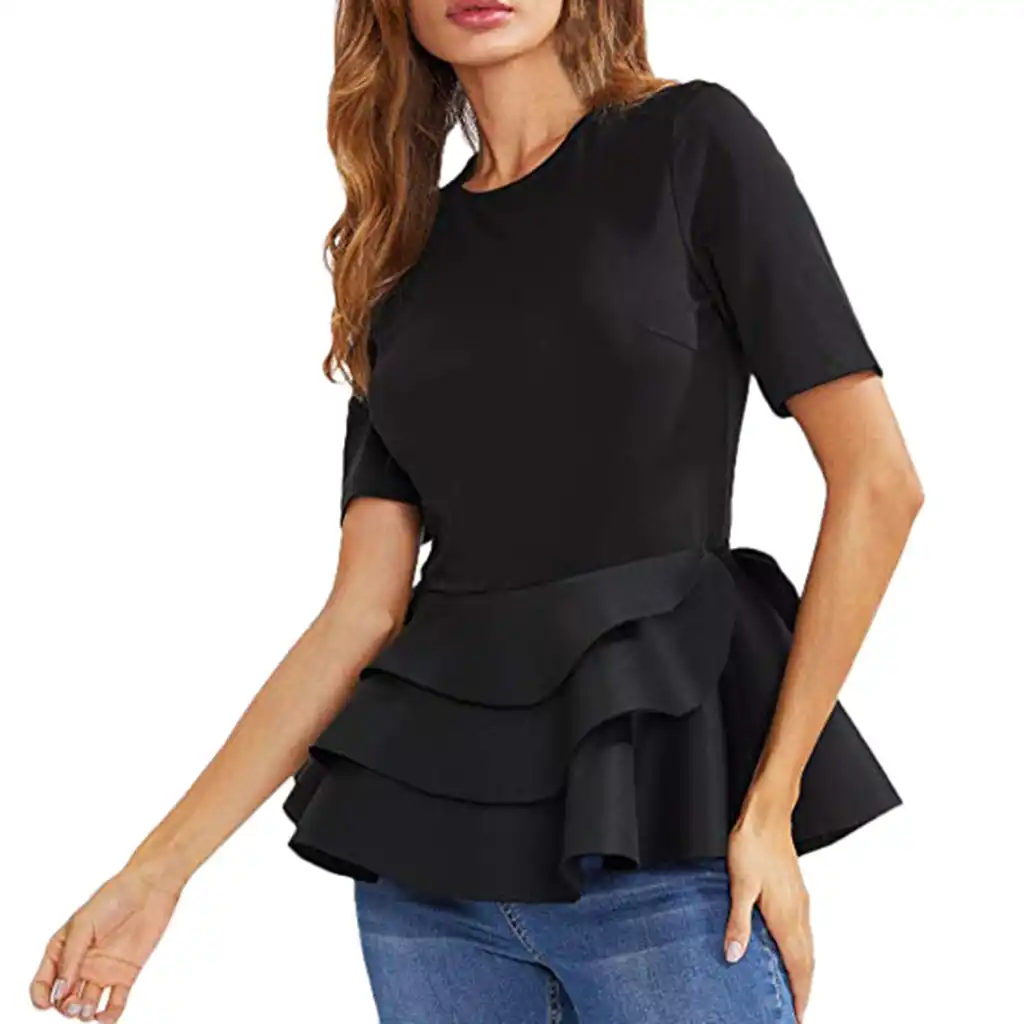 Venta > blusa peplum negra > en stock