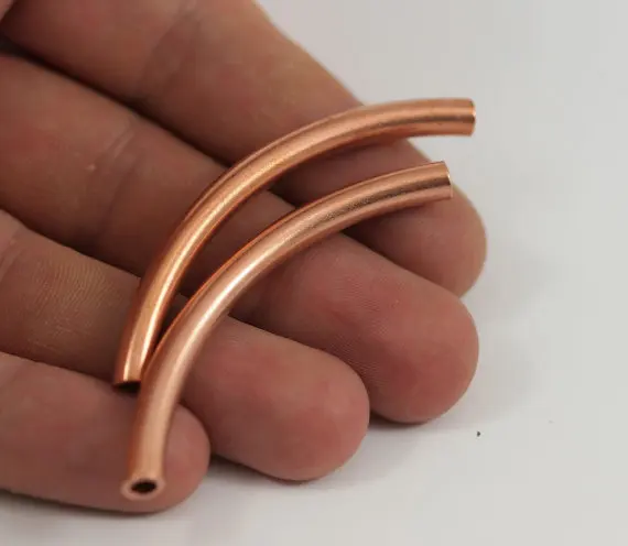 2 Raw Copper Curved Long Tube Findings (57 x 5 mm)|copper filigree ...
