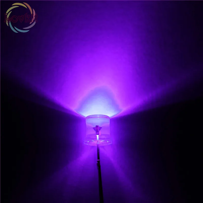 High Quality 100pcs 5MM Flat Top Purple led Wide Angle 5mm Ultra Bright ...