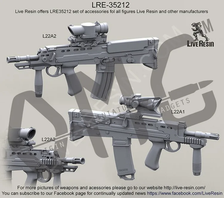 Scale-Model-Kit-Live-Resin-LRE-35212-1-35-L22A1-and-L22A2-Carbine-with ...