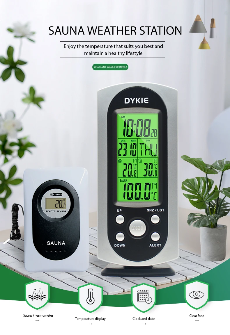 DYKIE Беспроводная метеостанция с внутренней сауной термометр ...