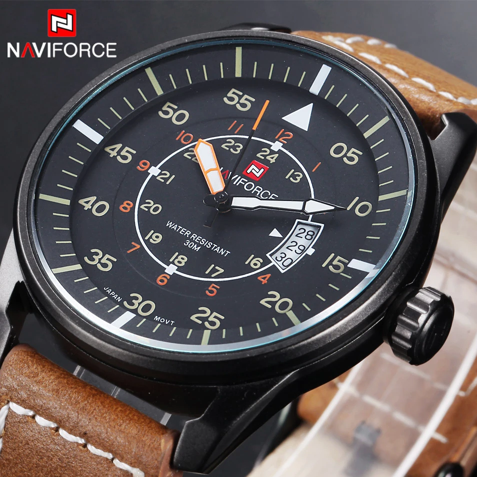 2016 New Design Military Style Watch Men's Leather Strap Sports Watches ...