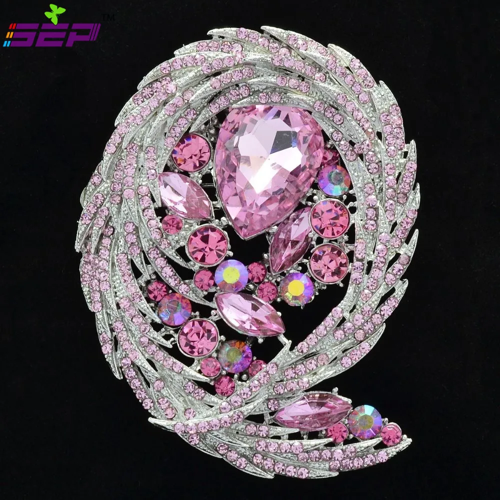 Trendy Silver Plated Women Jewelry Brooches Rhinestone Crystals Broach ...