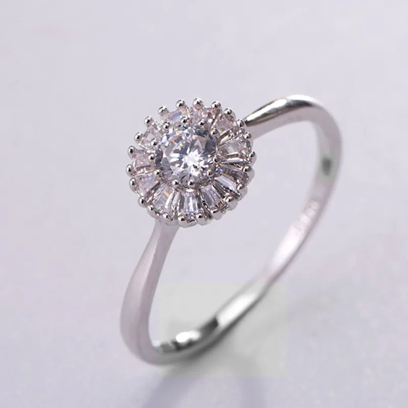 Simple Engagement Rings for Lady Classic Silver Color Wedding Ring ...