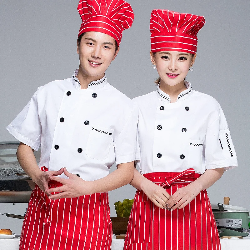 Chef Wear Half Sleeve Summer Hotel Coverall Dining Room Short Kitchen ...
