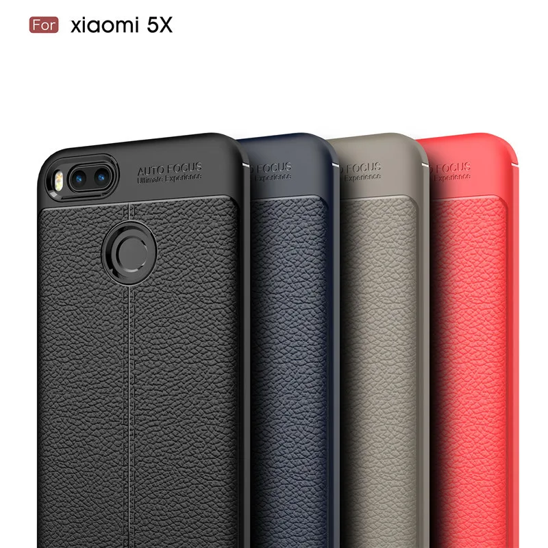 For Xiaomi Mi A1 Case Carbon Fiber TPU Silicone Leather Soft Case Back ...