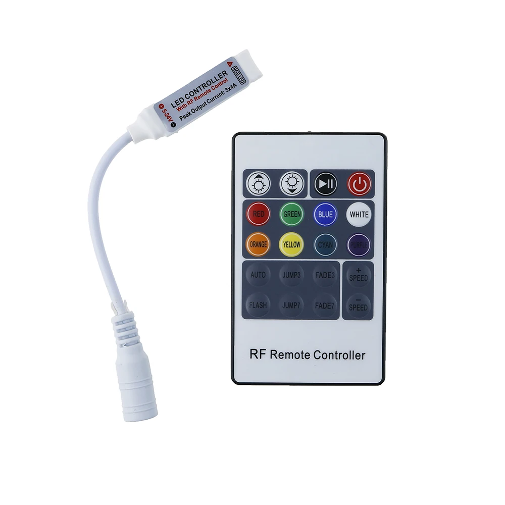 Mini Rgb Led Controller Rf 20keys Wireless 6a Remote Control With Dc ...