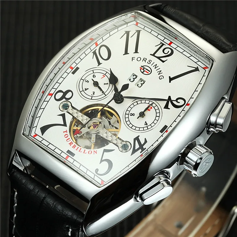 Forsining Tonneau Automatic Man Watches Men Gold Date Month Flying ...