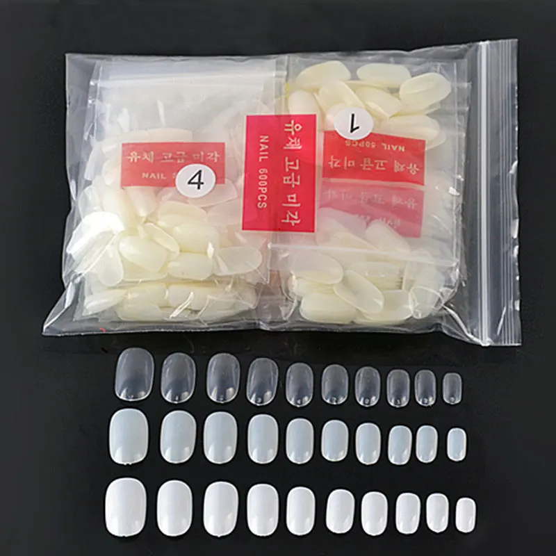 600pcs Pro Fake Nails Uv Gel False Nail Tips Short Full Colver Drawing ...