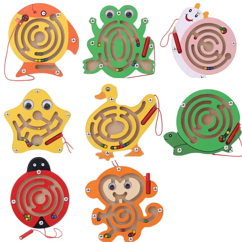 Children Magnetic Mazes Toy Kids Wooden Puzzle Game Toy Kids Early ...
