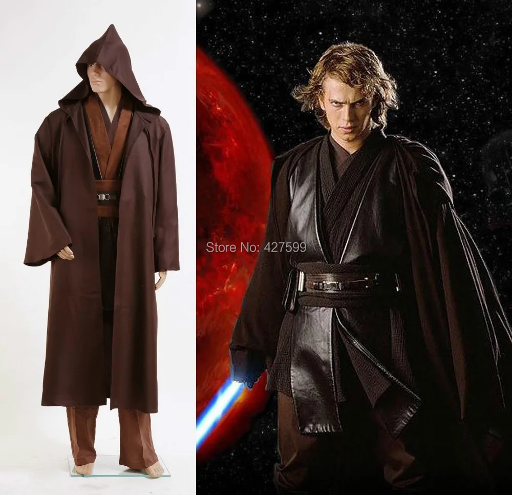 Hot Movie Star Wars Anakin Skywalker Brown Cosplay Costume Halloween ...