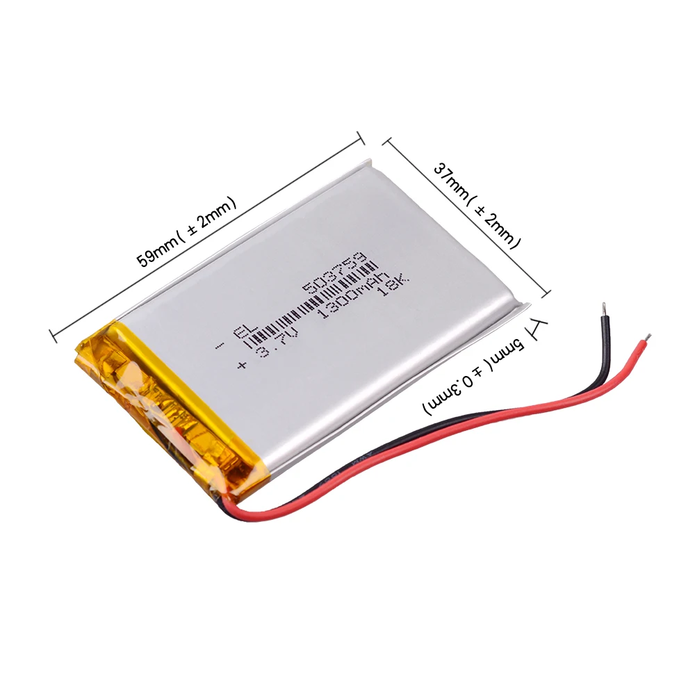 503759 3.7V 1300mAh akumulator polimer li akumulator litowo jonowy do ...