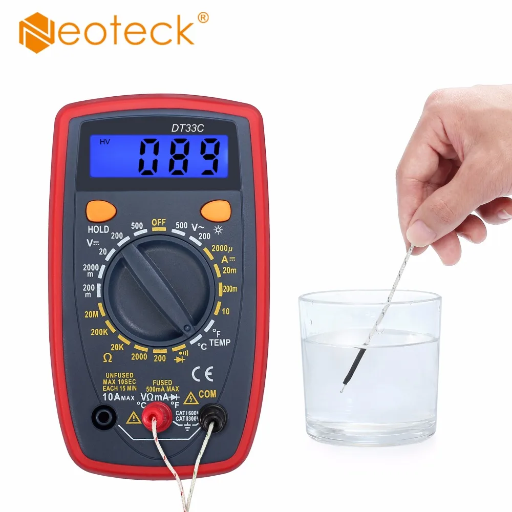 Neoteck Digital Portable Multimeter Measures Volts Amps Ohms ...