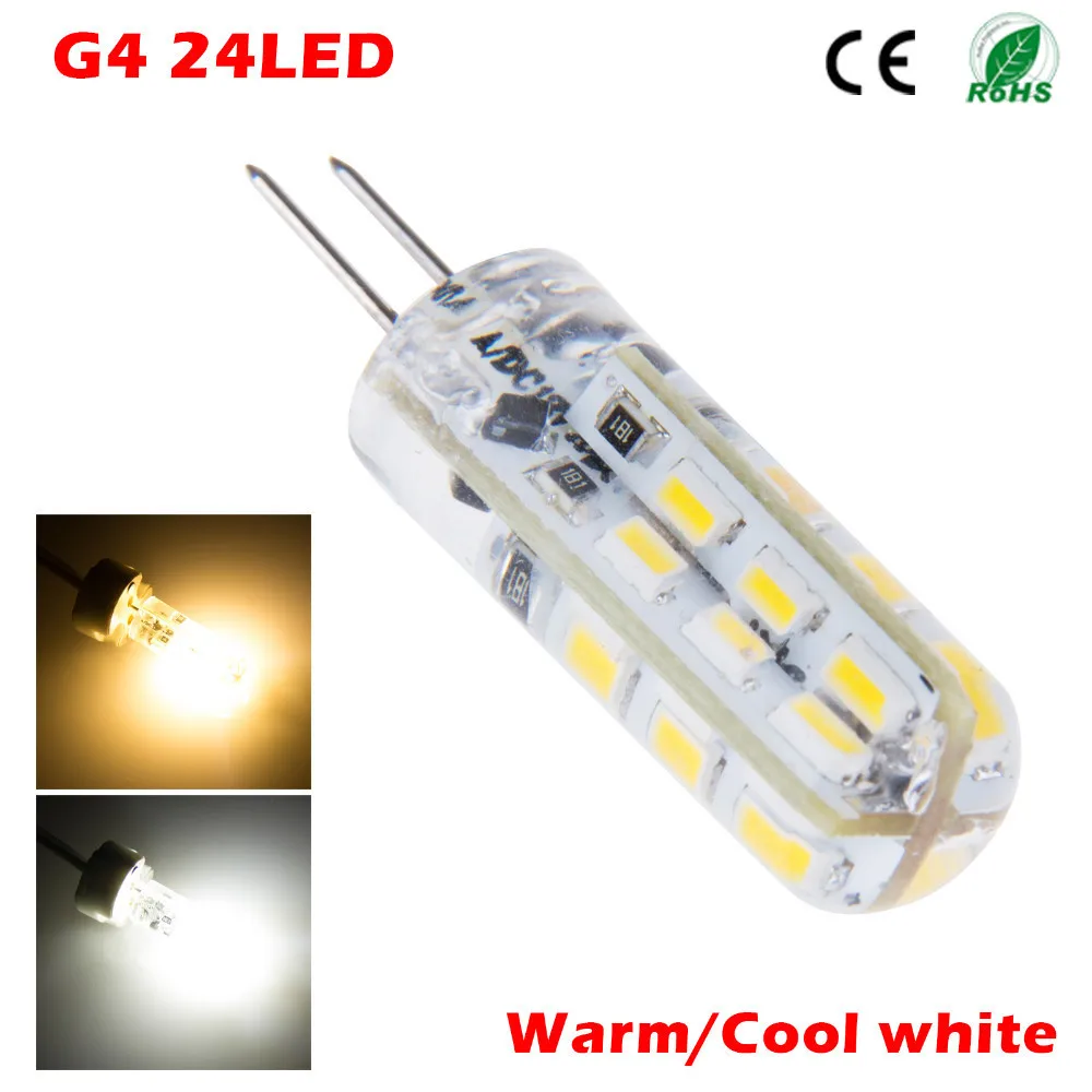 High quality G4 24 Leds 3014 Chip Silicon Lamp DC12V AC110V 220V ...
