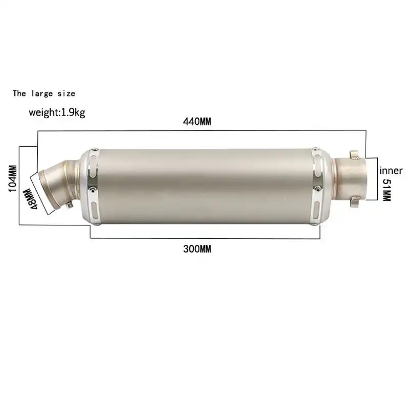 Universal 38 51MM Motorcycle Exhaust Muffler Pipe 3 Size Stainless ...