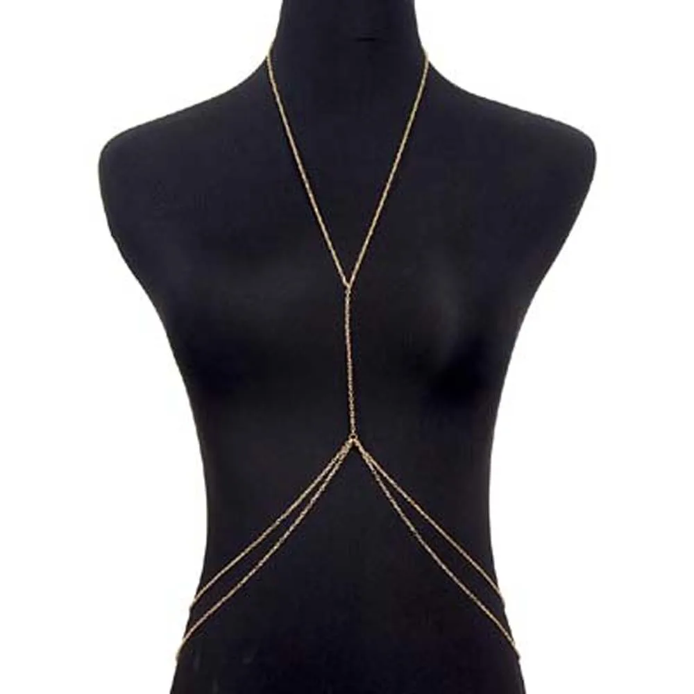 Fashion Women Body Jewelry Body Chain Retro Double Chains Jewerly For ...