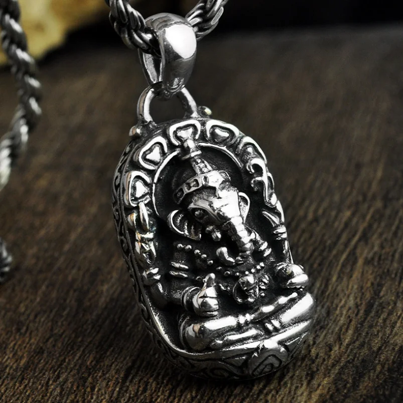 925 Sterling Silver Solid Elephant God Pendant Vintage Religious Saint ...