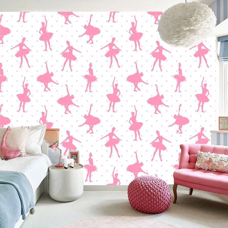 Tuya Art pink dancing girls mural wallpaper for kids' room wall ...
