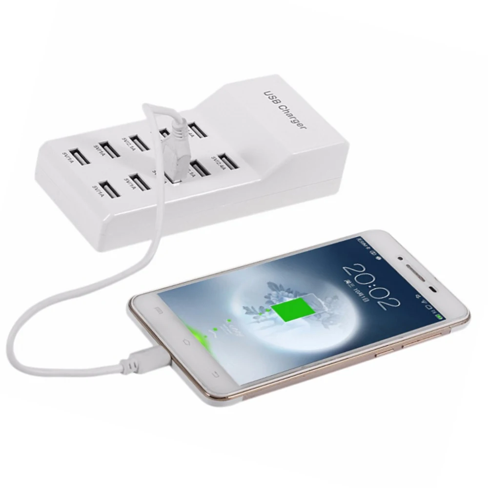 Portable Wall Desktop Charger Fast Charge USB Charger with 10 USB Fast ...