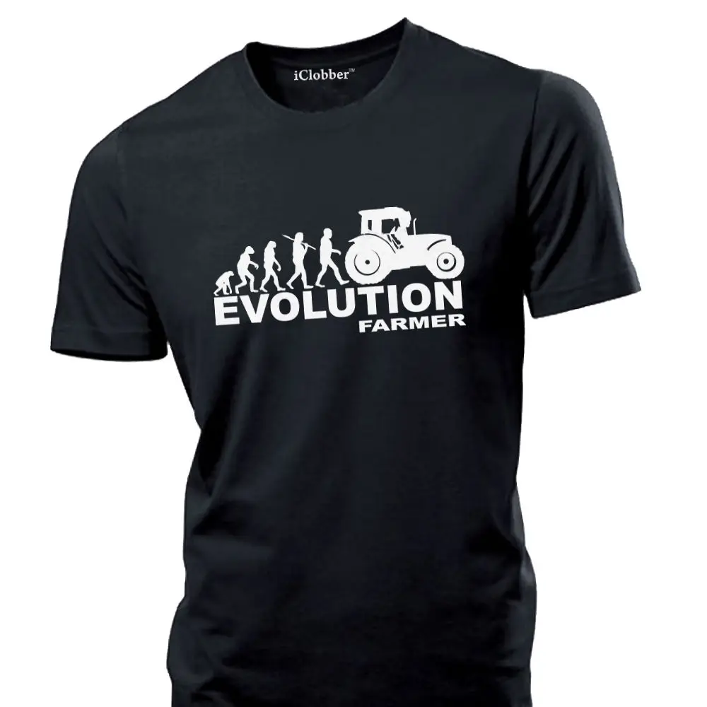 Farmer Evolution Mens T Shirt Farming Tractor John Deere Fendt Claas