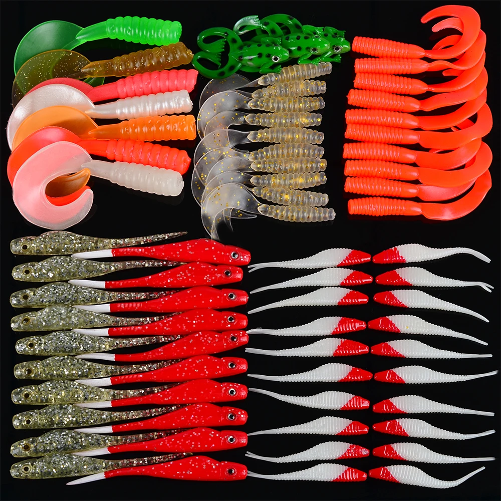 70pc/lot Fishing Lure Mixed Weight Soft Lure 13 Color Fishing Bait ...