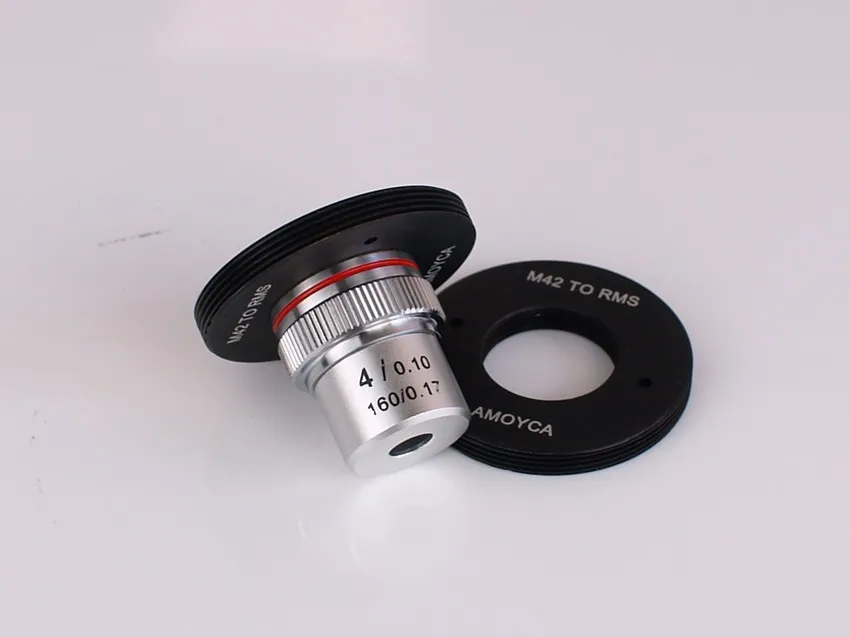 4X Objective lens 20.2mm and Aluminum Adapter Ring Mount for Microscope ...