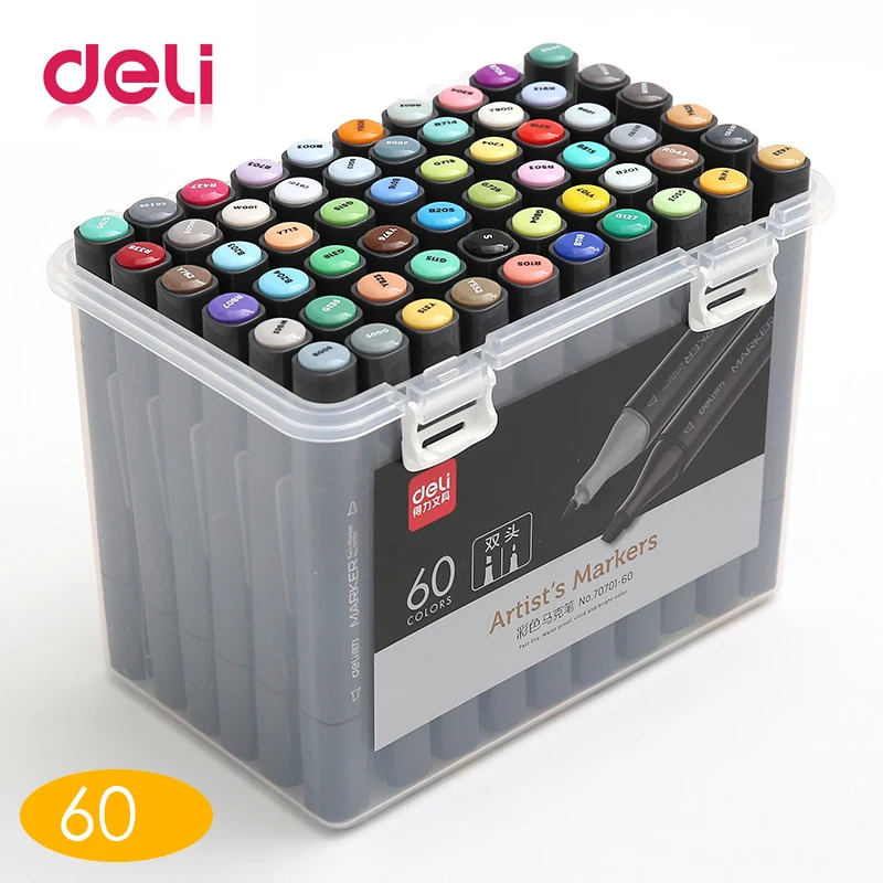 Deli-60-Color-pen-art-marker-drawing-set-colors-children-watercolor-pen ...